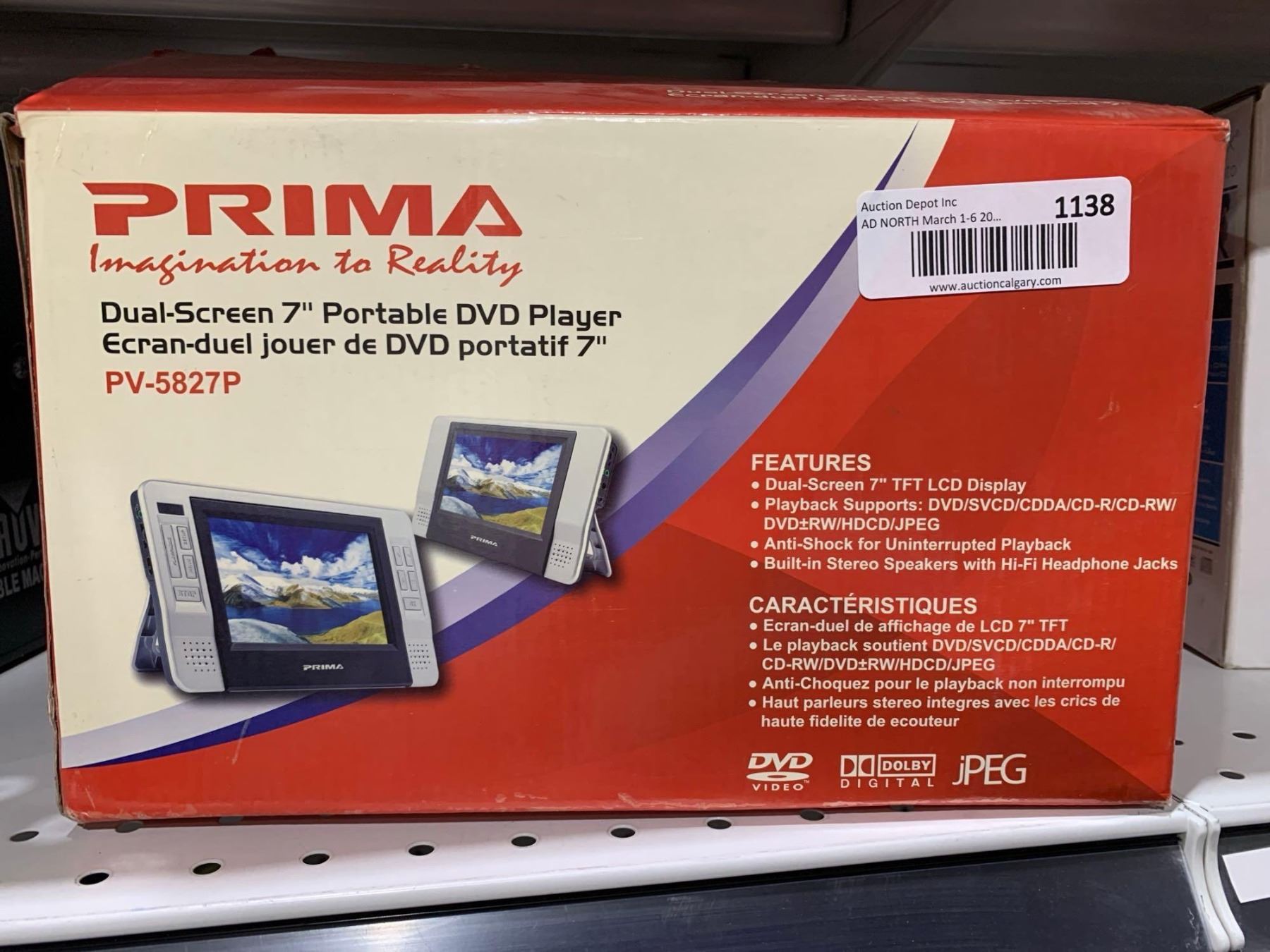 Prima Duel Screen 7" Portable DVD Player PV-5827P
