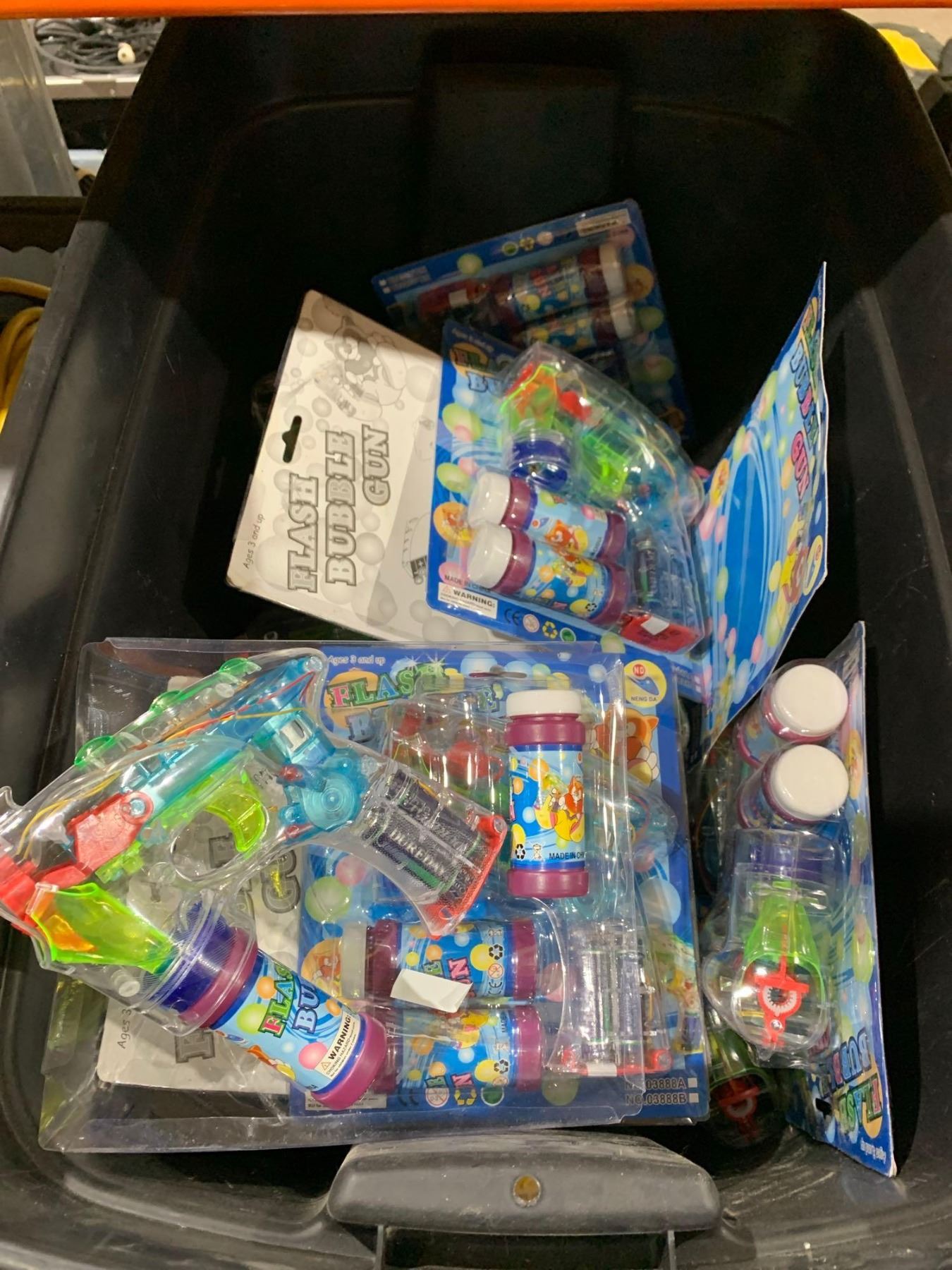 Box Lot of Battery Operated Flash Bubble Guns