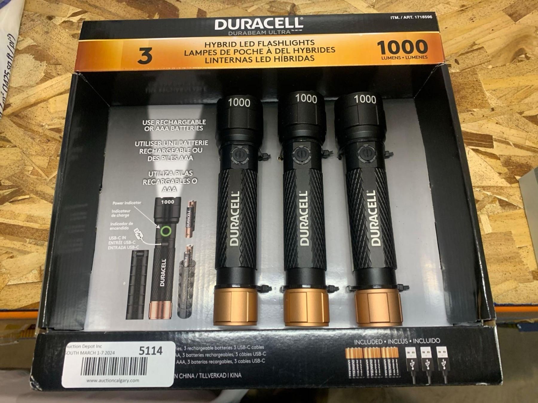 Duracell Hybrid LED Flashlight 1000 lumens 3 pack