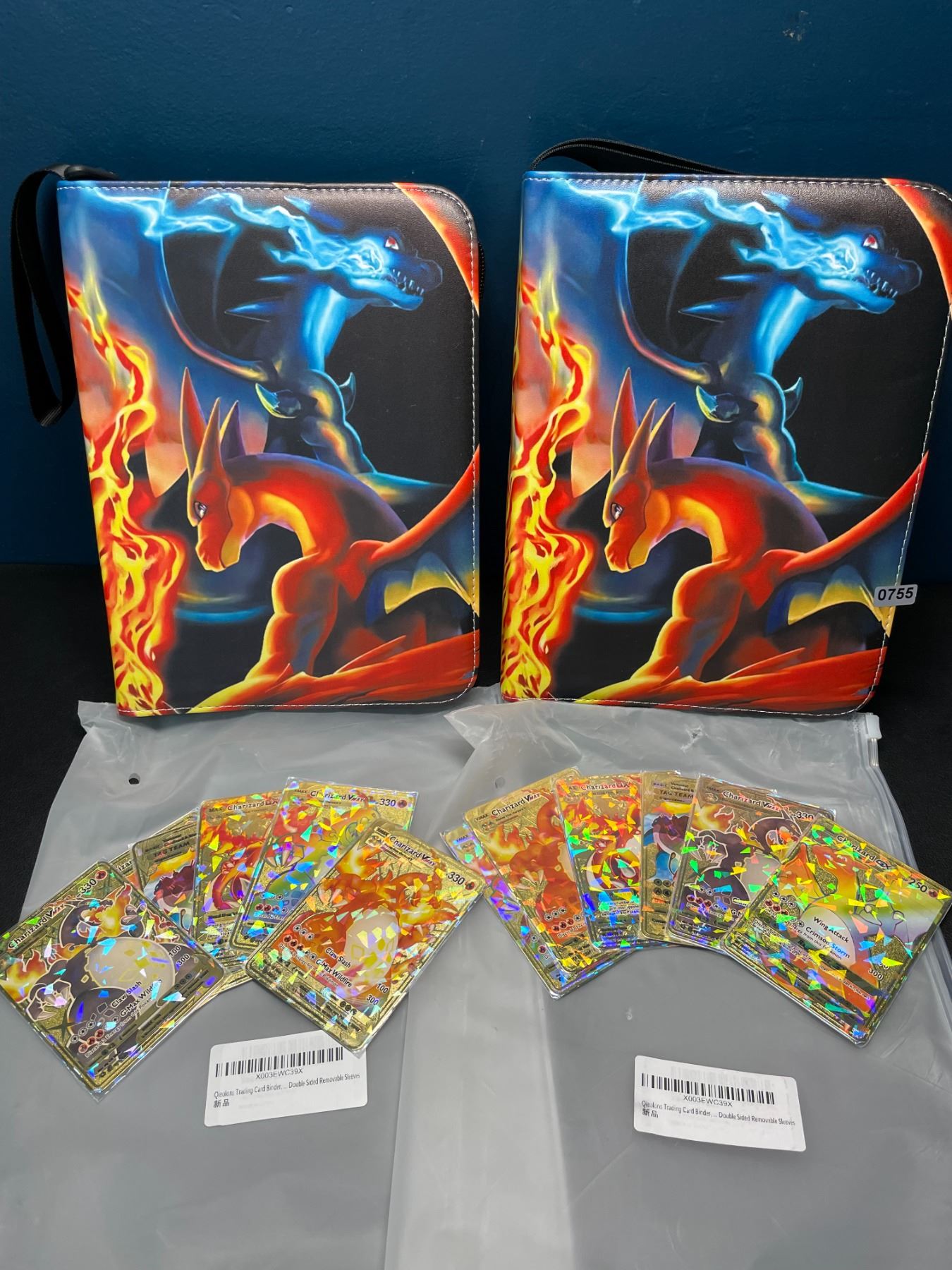Lot of 2 Leather Pokemon Premium Card Binders - Charizard Design - w/ 6 ...