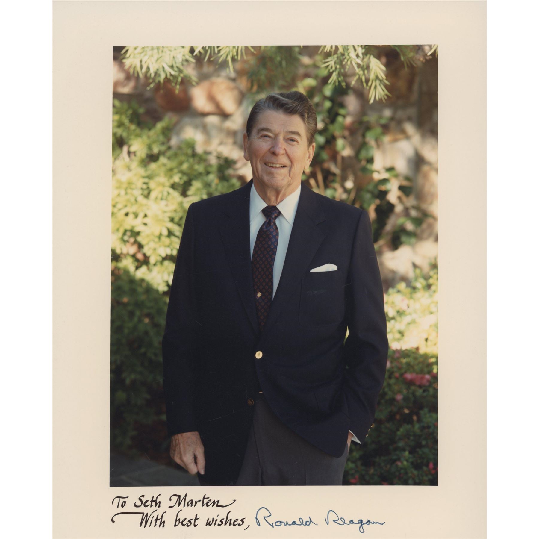 Ronald Reagan signed photo with note. GFA Authenticated