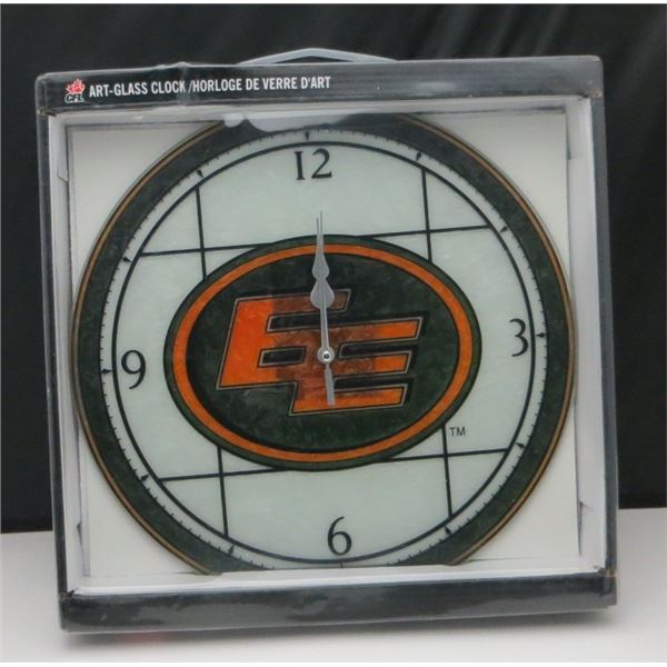 New CFL Edmonton Eskimos Art-Glass Wall Clock