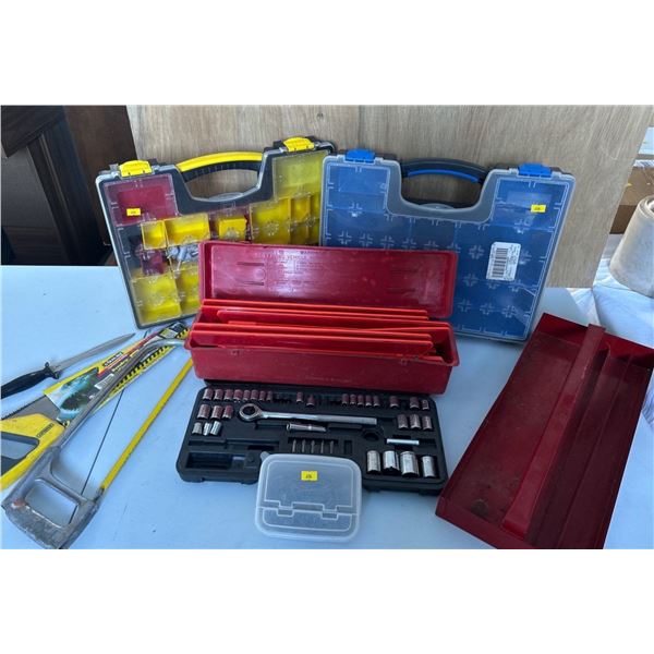 Assortment Of Storage Cases W A Socket Set Missing A Few Sockets From