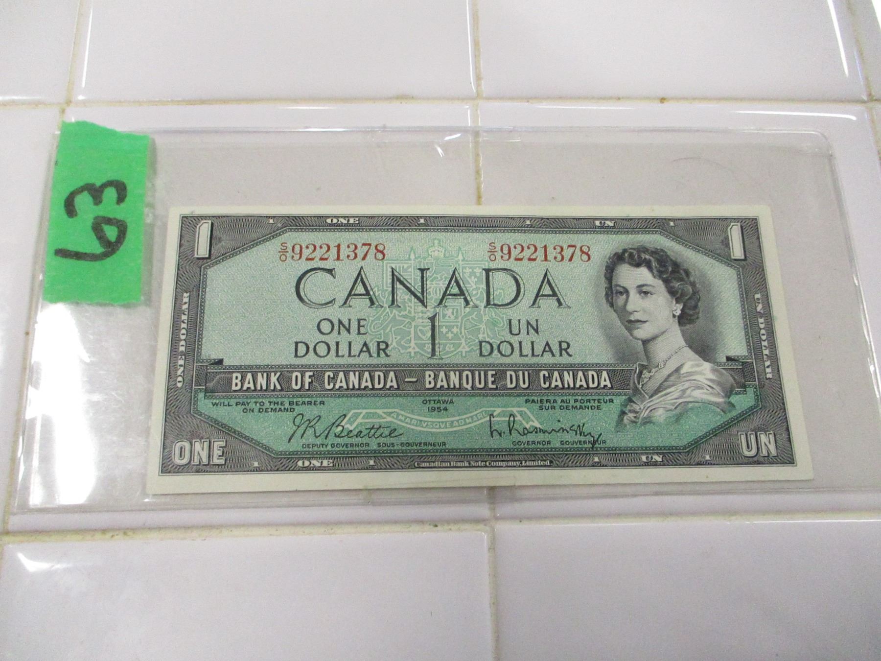 1954 CANADA $1 BILL