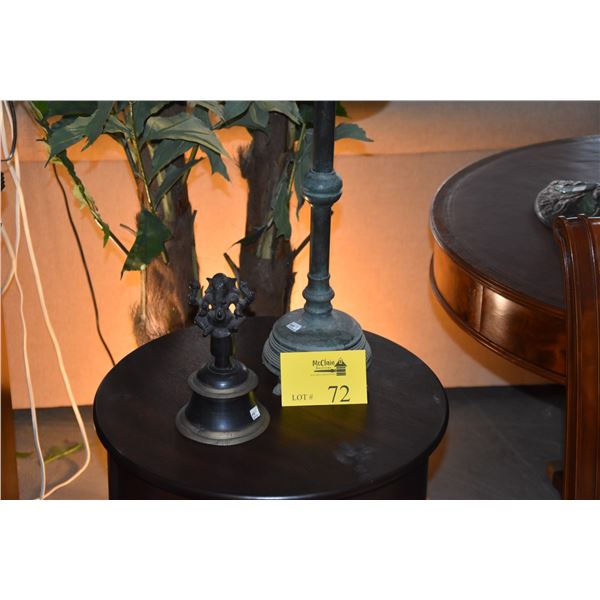 Vintage Brass Indian Ganesha Bell And Candle Holder 2 Pcs Mcclain
