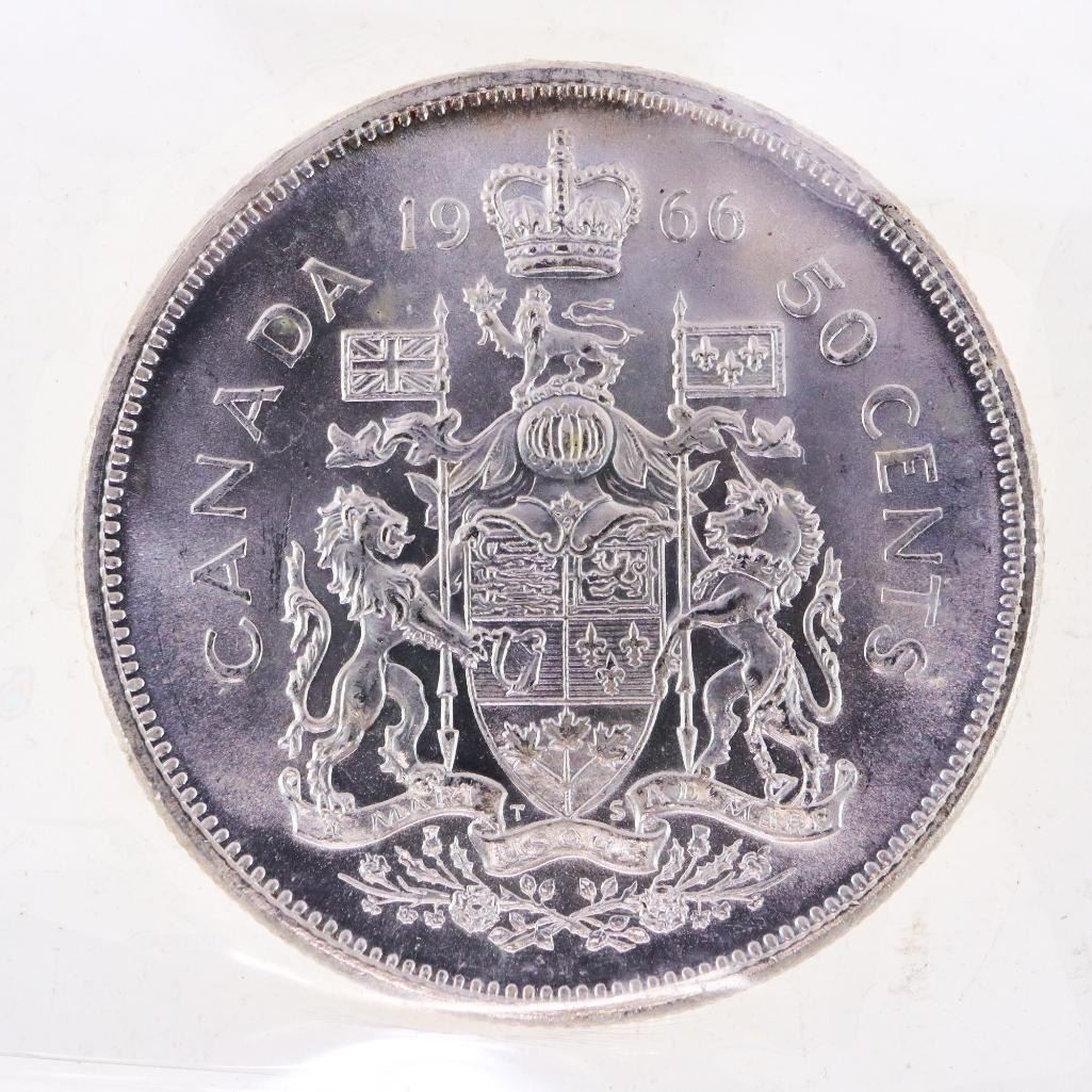 1966 Canada Silver 50 cents MS 60 ICCS