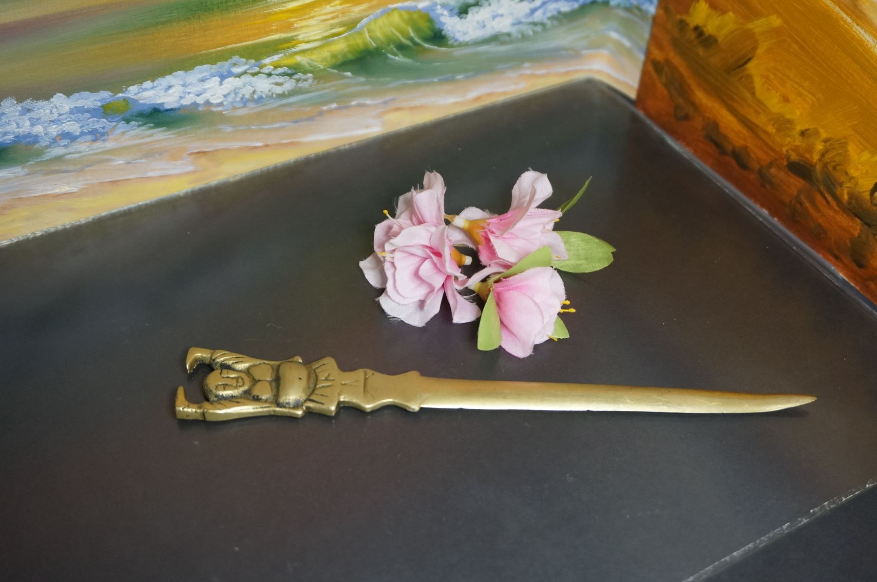 Vintage brass Envelope an letter opener, made in Hong Kong, Brass ...