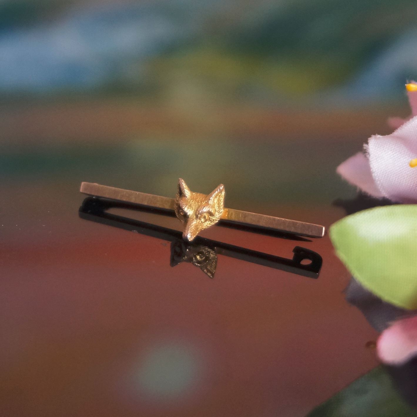 Edwardian 8ct Fox Gold Bar Brooch,Gold Tie pin brooch for men, Gold Bar ...