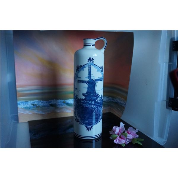 Vintage porcelain Bottle, Blue Ceramic Bottle, Delft Blue Made in ...