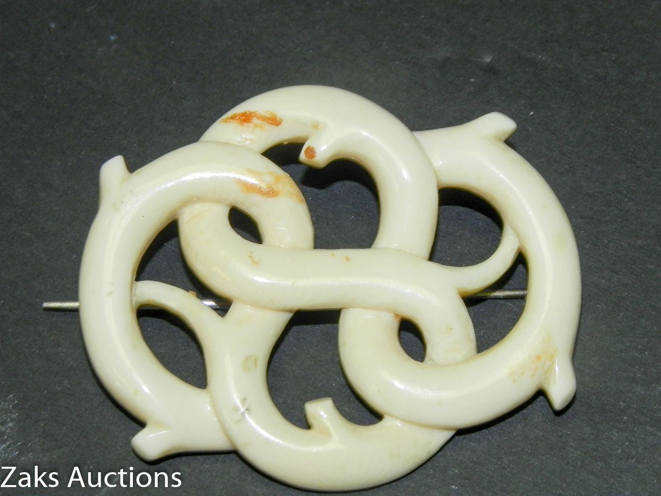 Antique Ivory Hair Pin Brooch