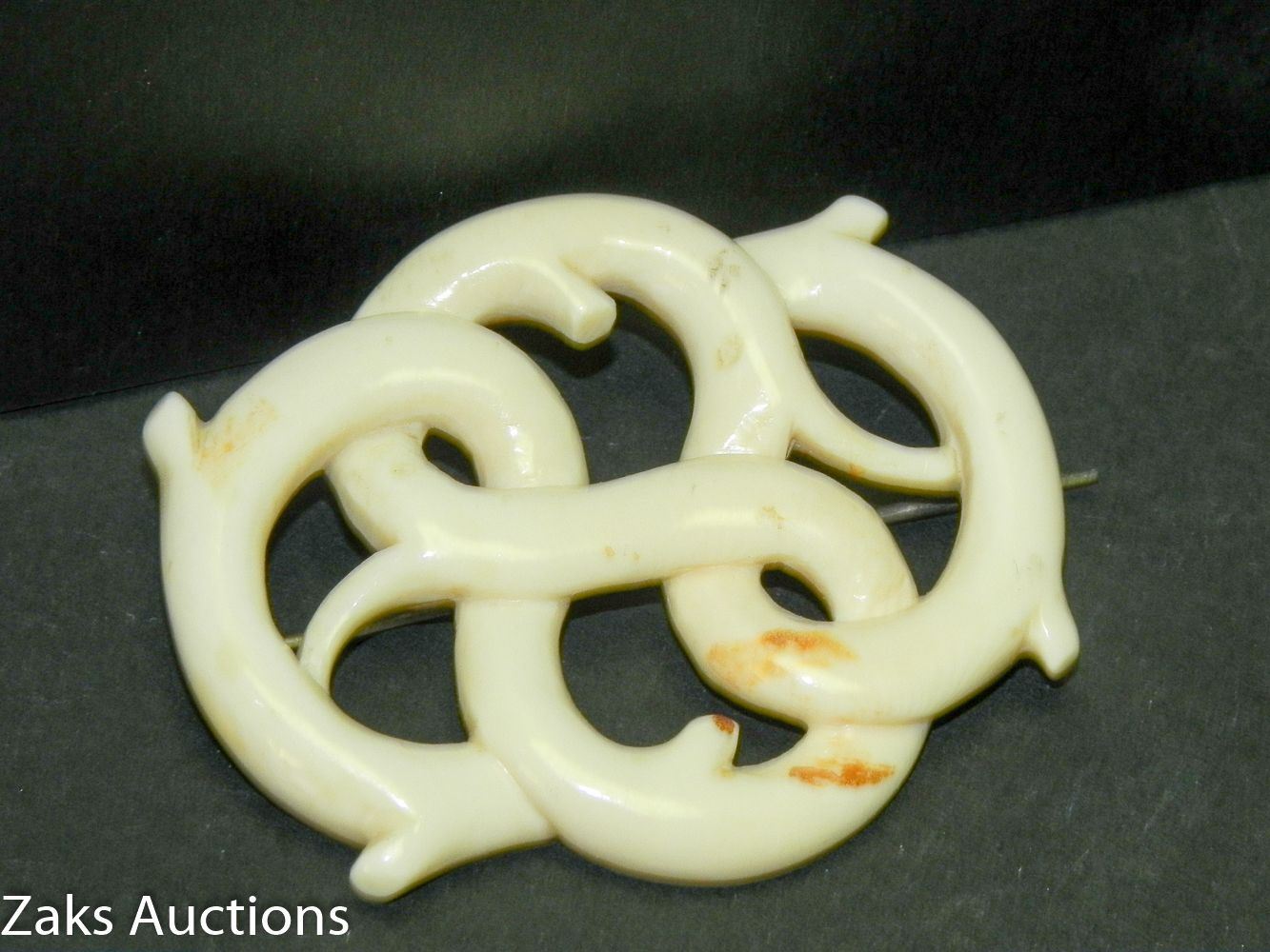 Antique Ivory Hair Pin Brooch