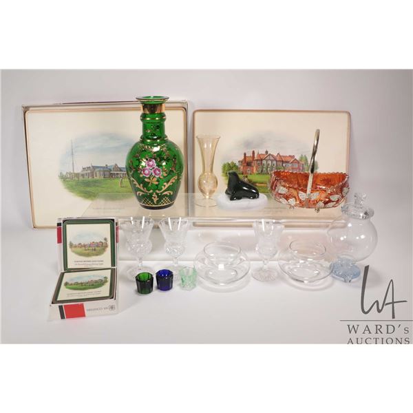 Selection Of Collectible Glass Including Moser Glass Decanter With Hand
