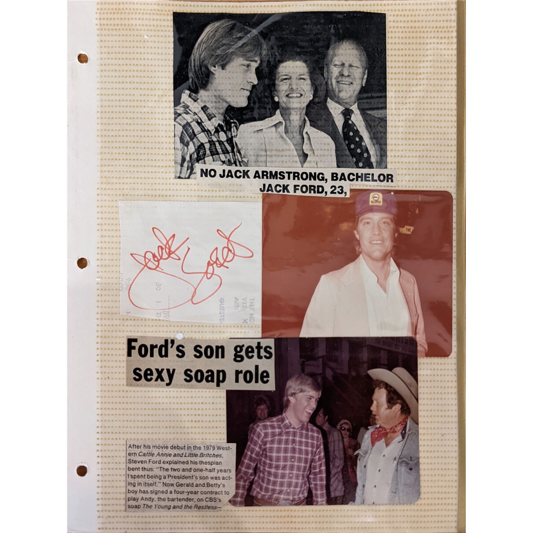 Jack Ford Photo Album Page with signature cut