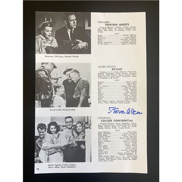 Steve Allen Signed Cast List