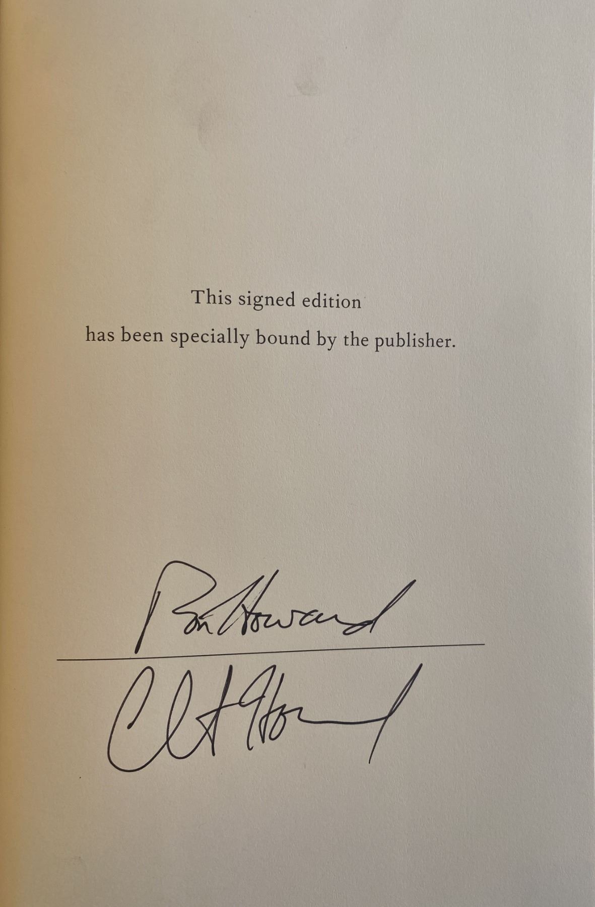Ron and Clint Howard signed book