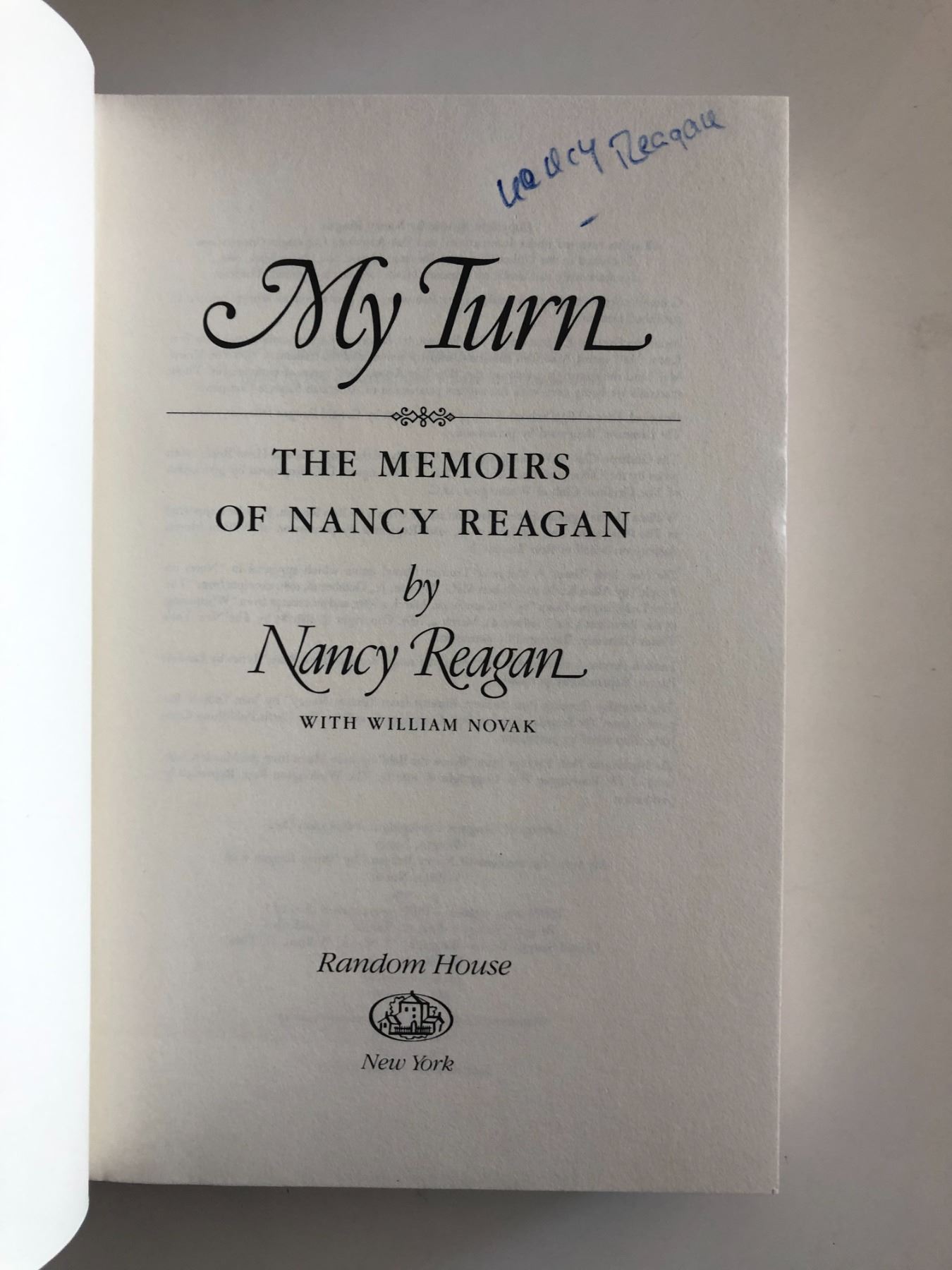 My Turn: The Memoirs of Nancy Reagan signed book autographed by First ...