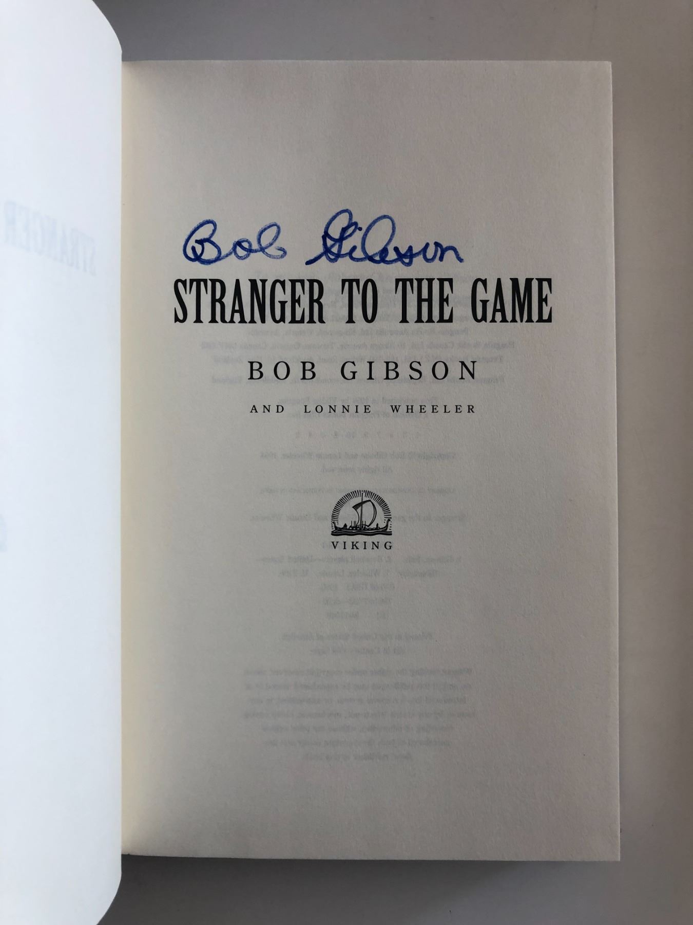 Stranger to the Game signed book autographed by Bob Gibson