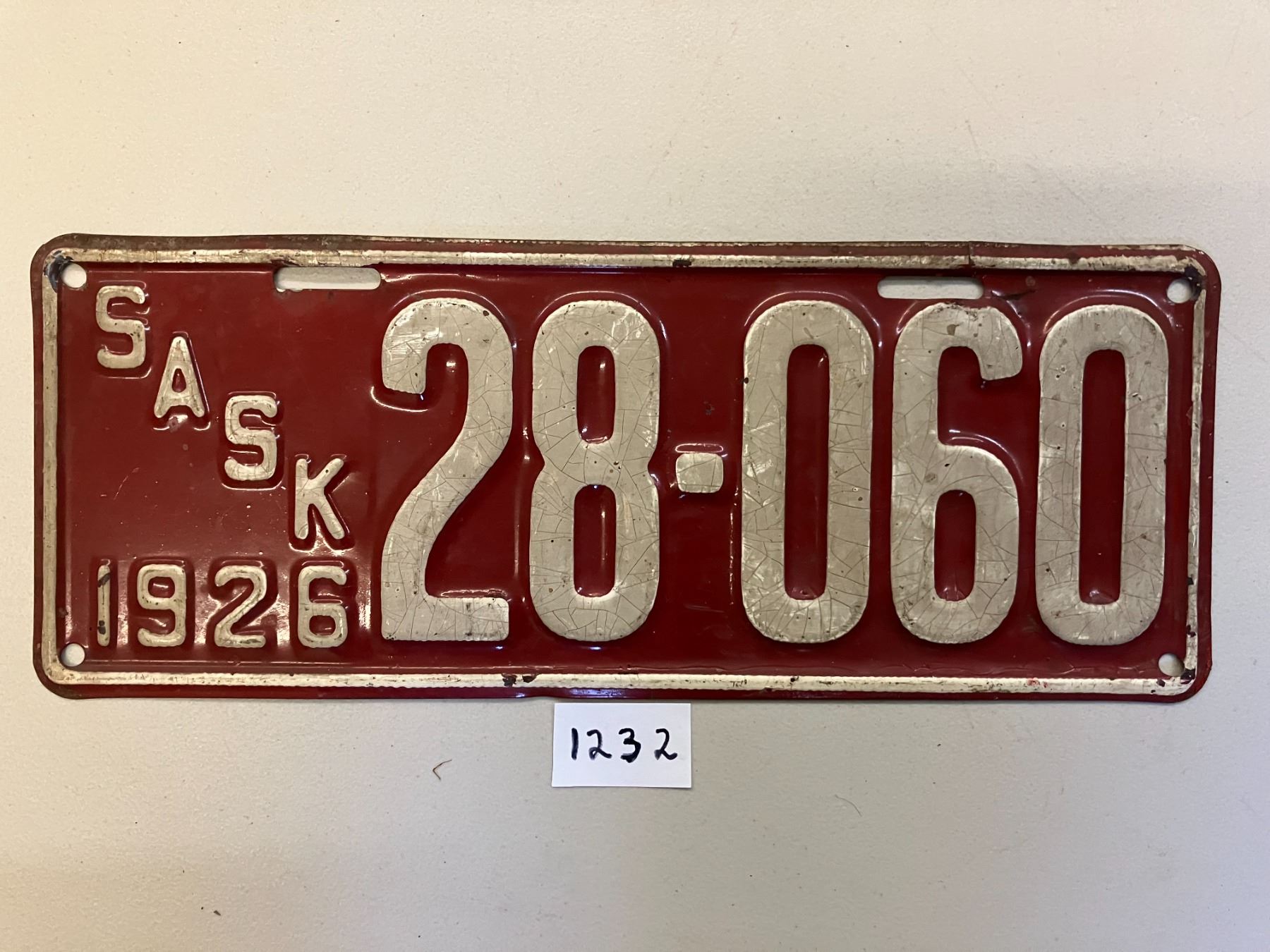 1926 SK license plate - Schmalz Auctions
