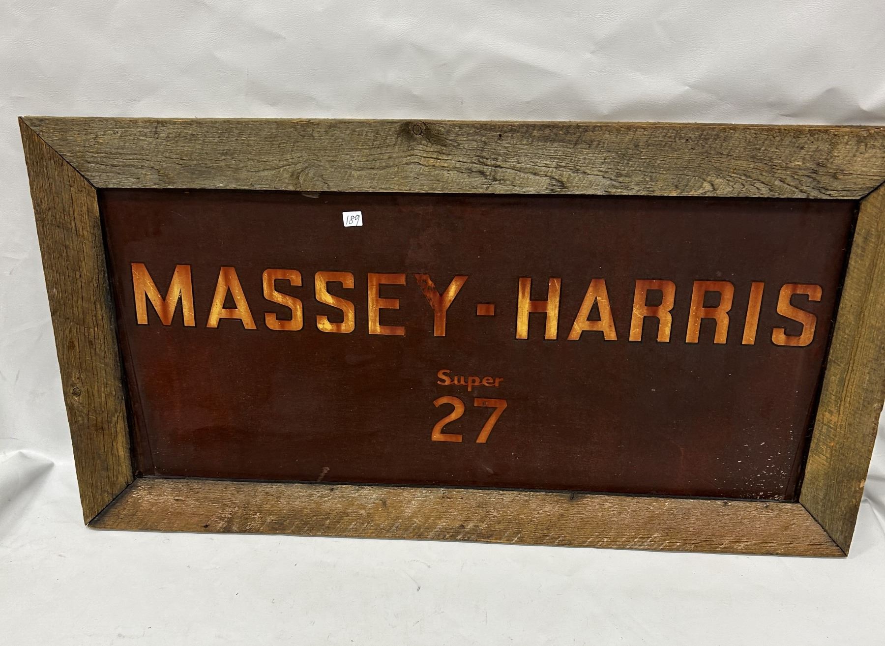 Massey Harris #27 Combine sign - 46"x24" - tin, framed - Schmalz Auctions