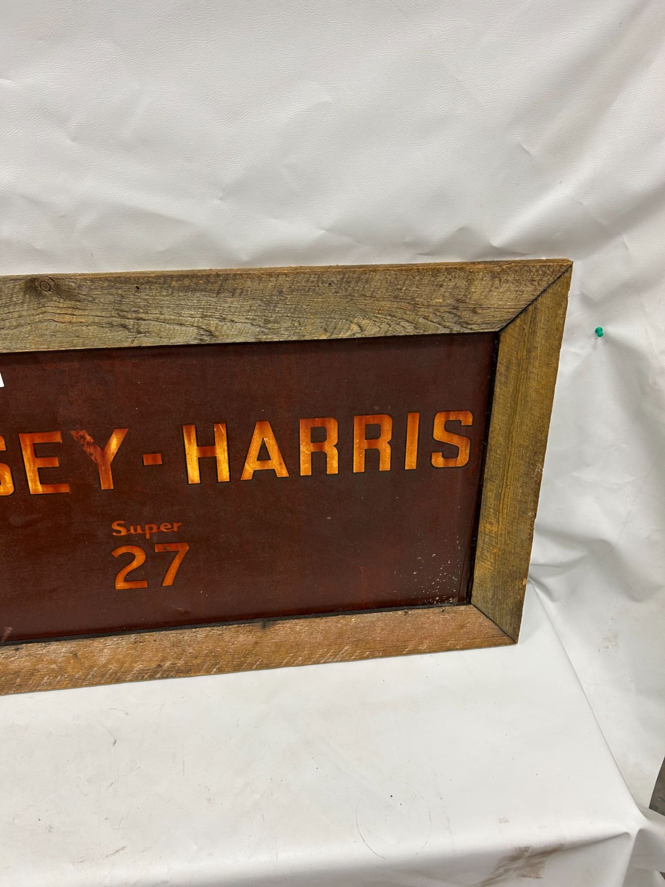 Massey Harris #27 Combine sign - 46"x24" - tin, framed - Schmalz Auctions