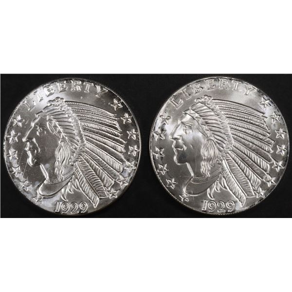 (2) 1 OZ .999 SILVER INDIAN DESIGN ROUNDS