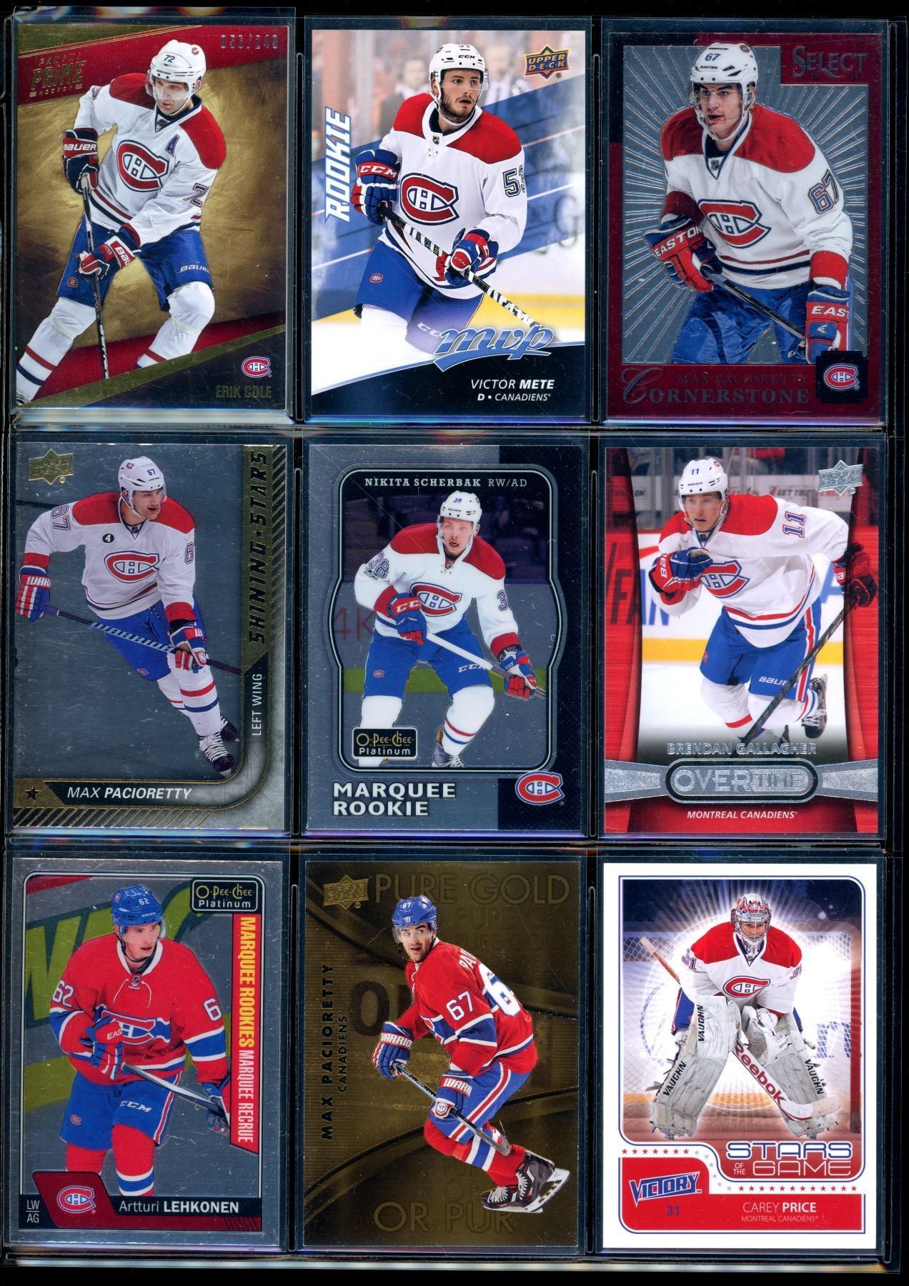 9 NHL Montreal Canadiens Rookie & Insert Cards