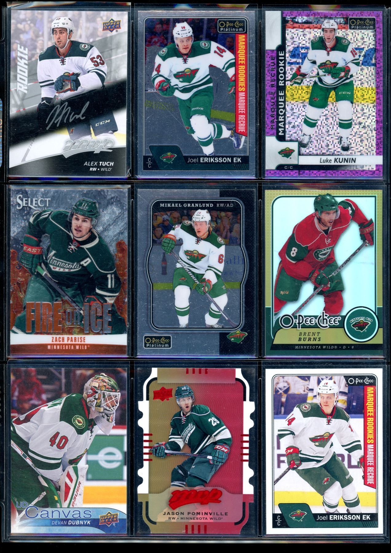 9 NHL Minnesota Wild Rookie & Insert Cards