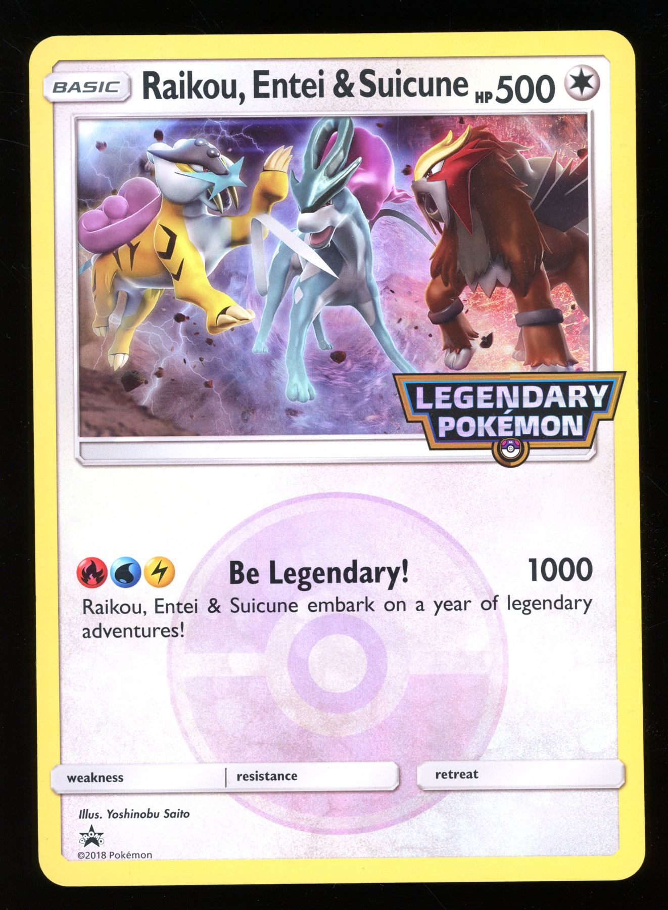 Pokemon Oversize 6" x 8" Card Raikou, Entei & Suicune