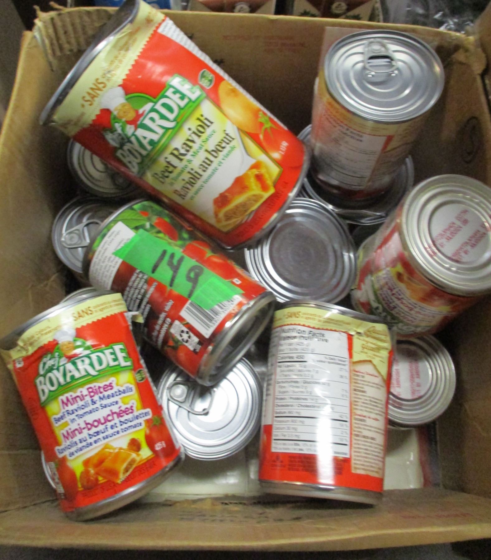FREIGHT DAMAGE (AS IS): BOX C/W ASSORTED CANNED GROCERIES