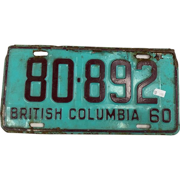 1960 British Columbia License Plate