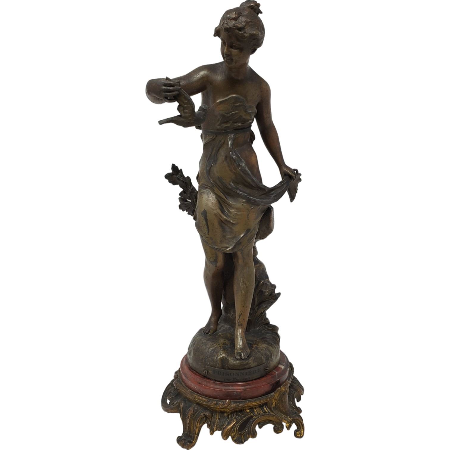 Early Bronze Woman Figurine Prisonniere Par Ferrand Statue