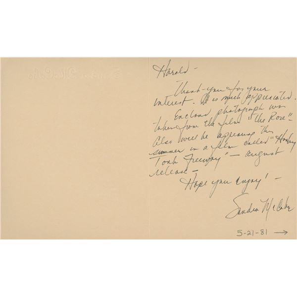 Sandra McCabe signed letter