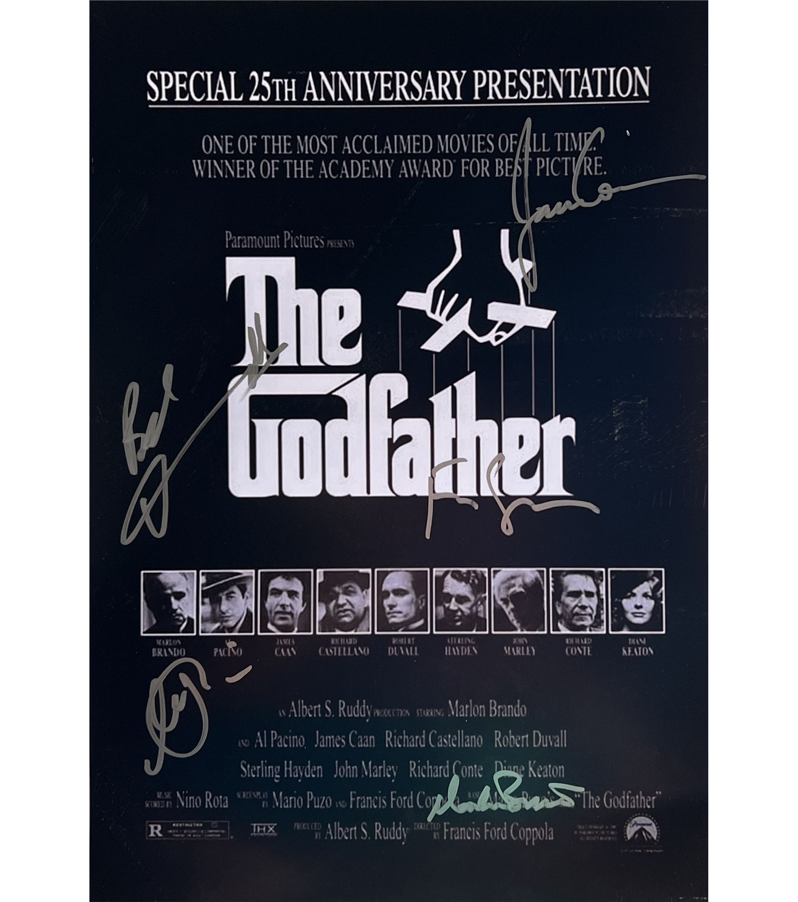 The Godfather cast signed mini poster