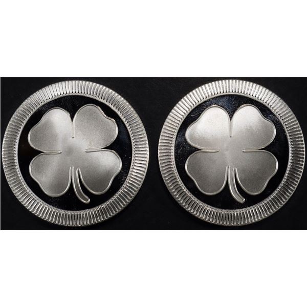 (2) 1 OZ .999 SILVER 4 LEAF CLOVER ROUNDS