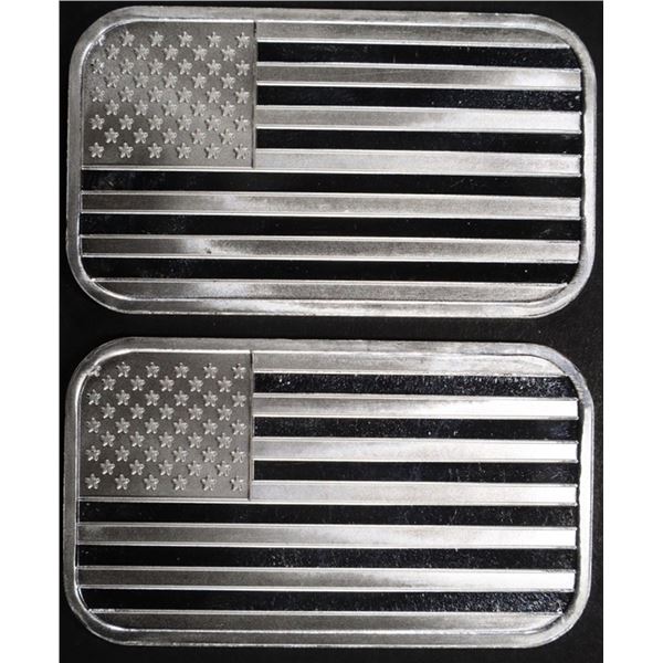 (2) 1 OZ .999 SILVER AMERICAN FLAG BARS