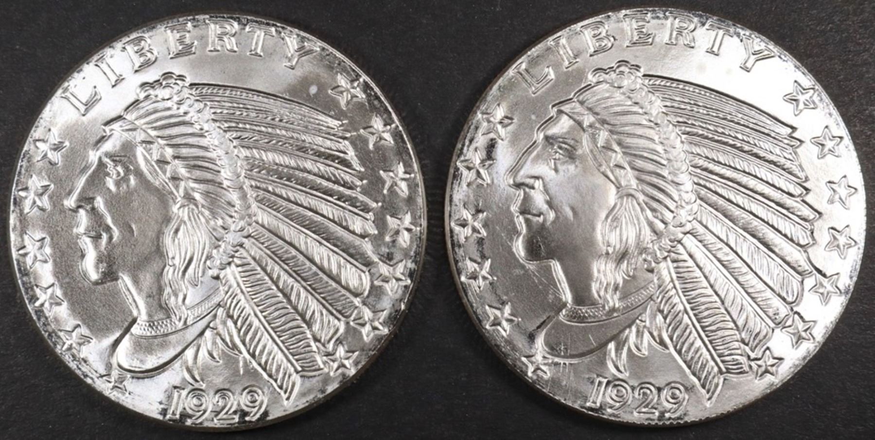 (2) 1 OZ .999 SILVER INDIAN DESIGN ROUNDS