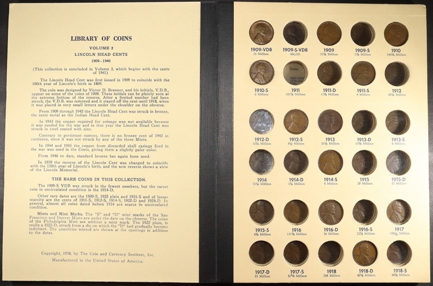 PARTIAL LIBRARY OF COINS LINCOLN CENTS ALBUM