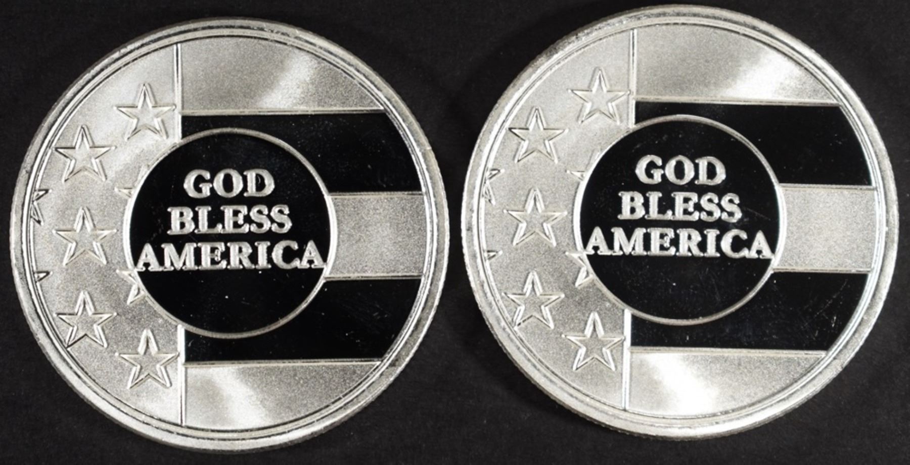 (2) 1 OZ .999 SILVER GOD BLESS AMERICA ROUNDS