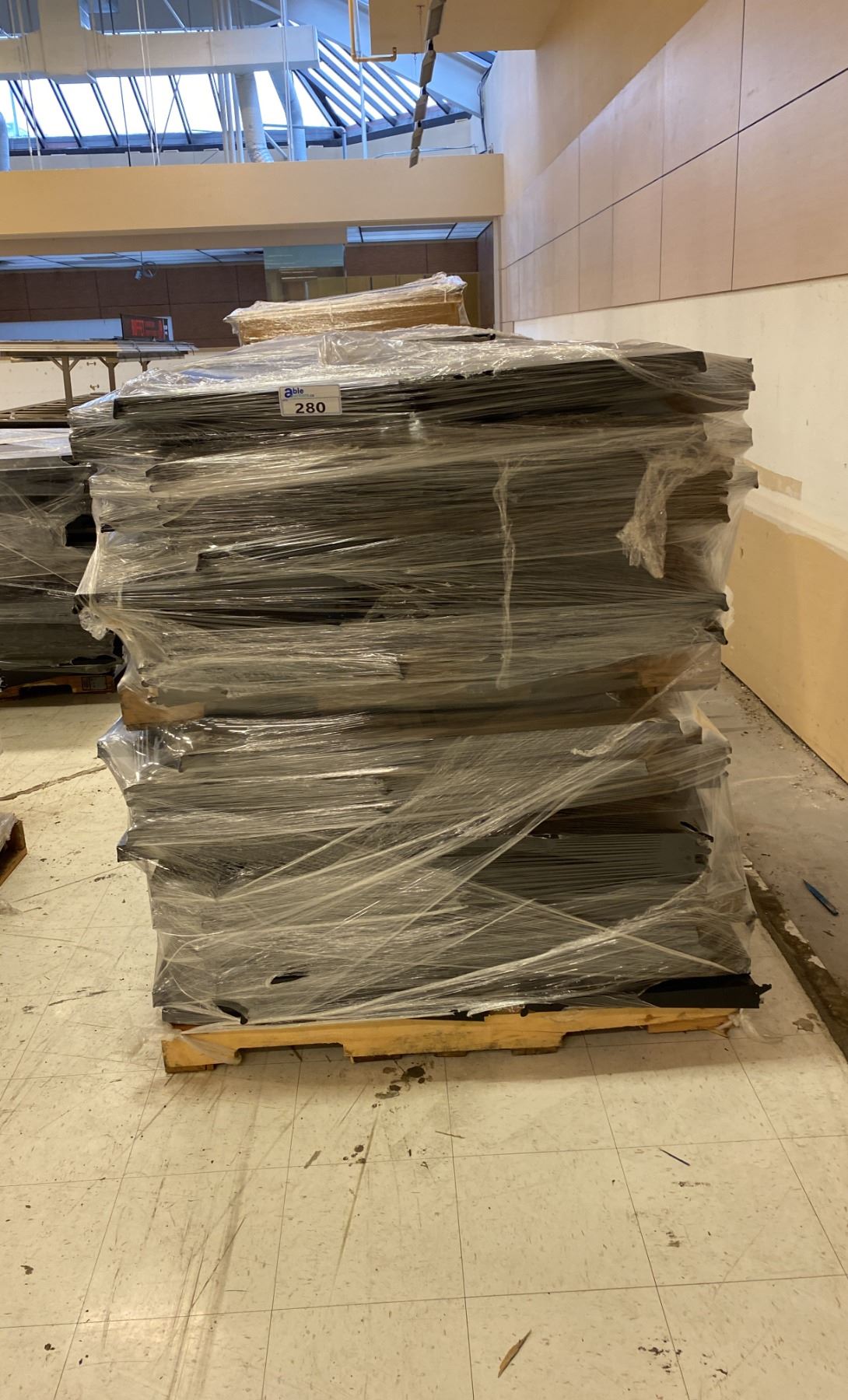 2 PALLET STACK OF 48" BLACK METAL GONDOLA SHELVING SHELVES - Able Auctions