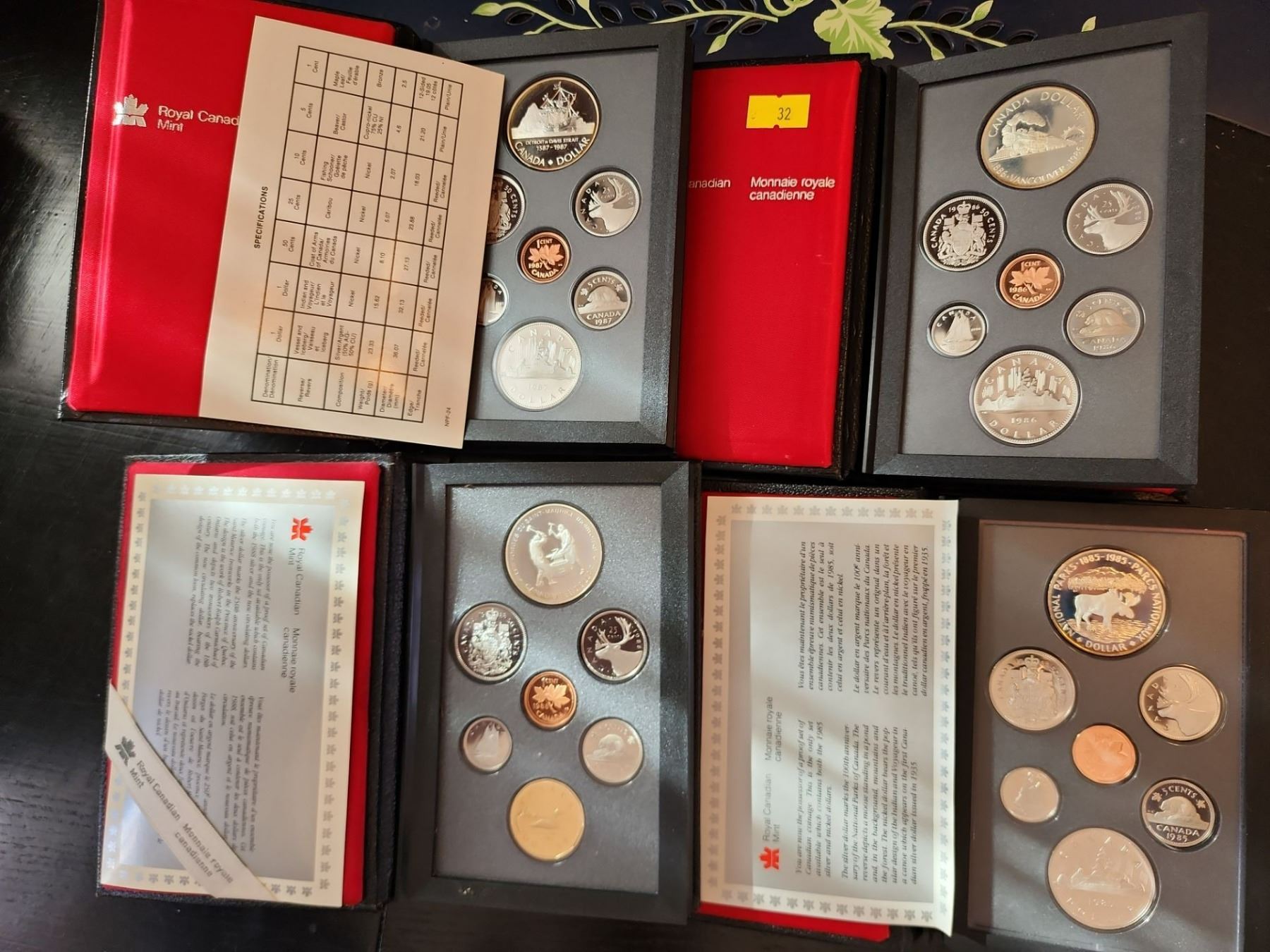 Royal Canadian Mint Double Dollar Proof Sets 1985 1986 1987 1988 - Beck Auctions Inc.