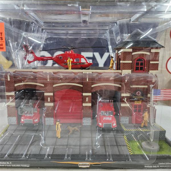 O Scale, Fire Station with Helicopter, about 14" x 11" x 10", LED ...