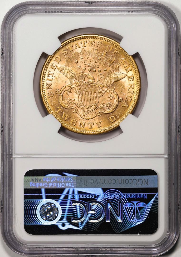 1872 $20 Liberty Head Double Eagle Gold Coin NGC AU55
