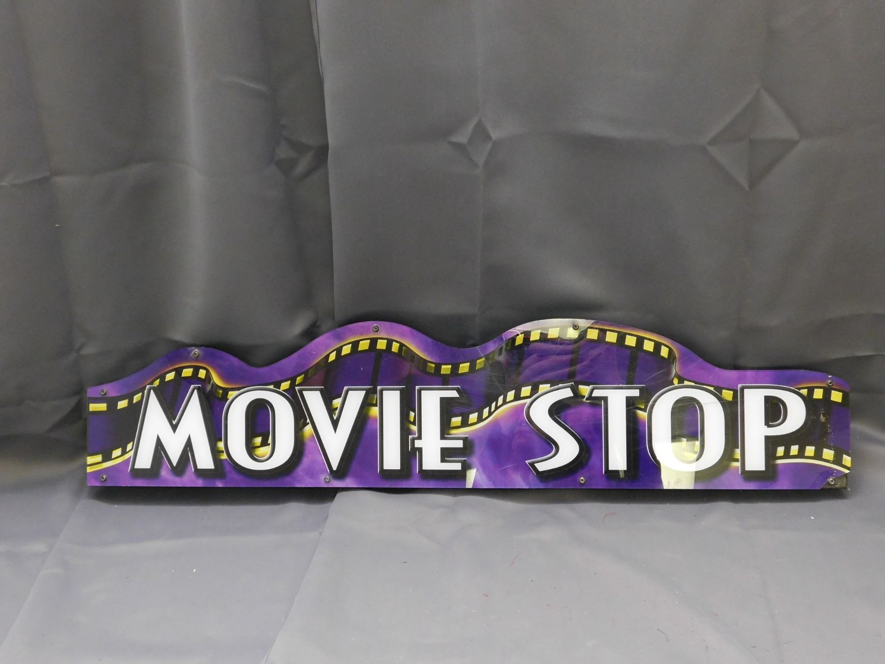 Vintage Movie Stop Acrylic & Wooden Sign