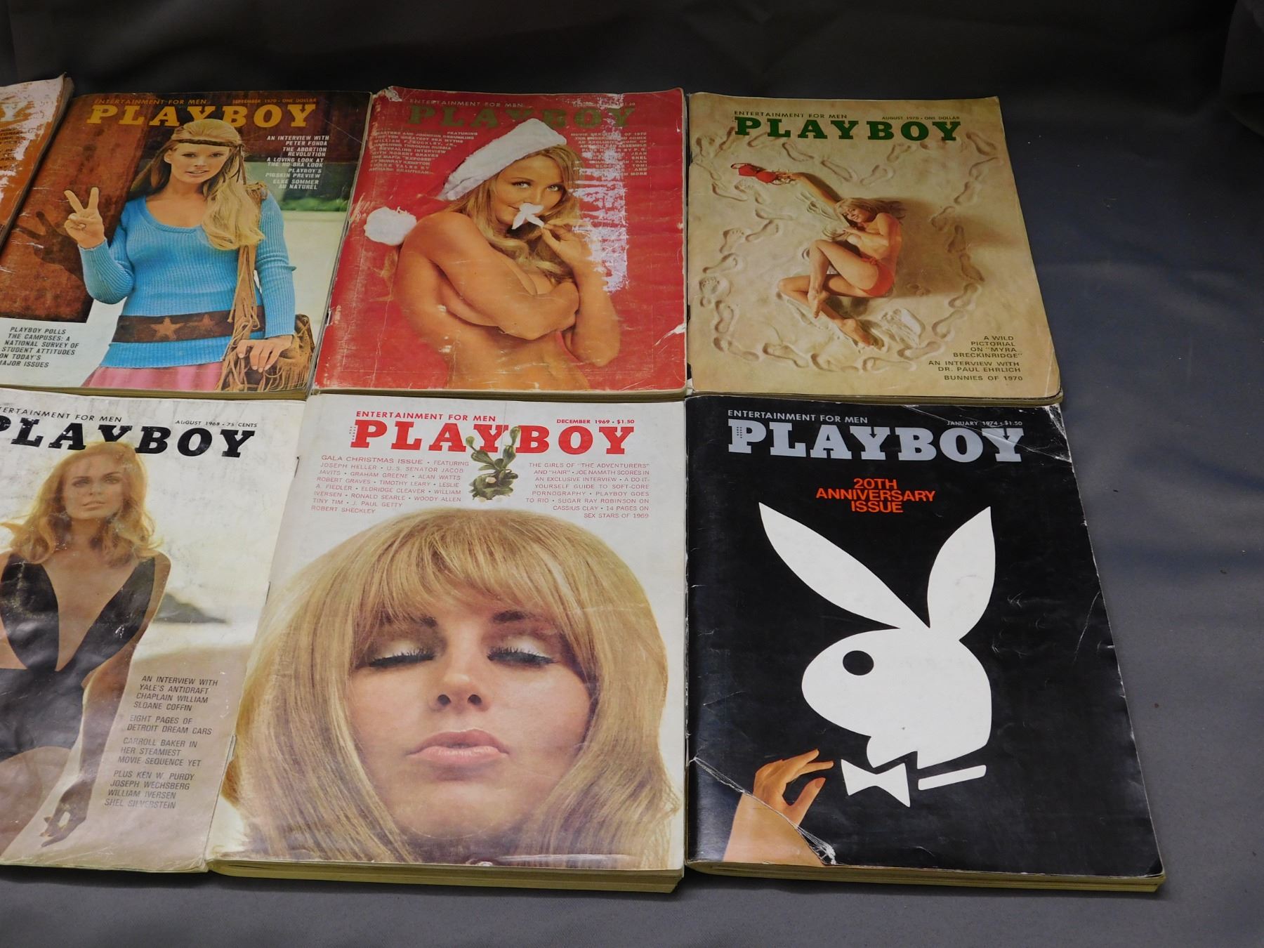 Lot of 10 Vintage Playboy Magazines circa 1960s 1970s