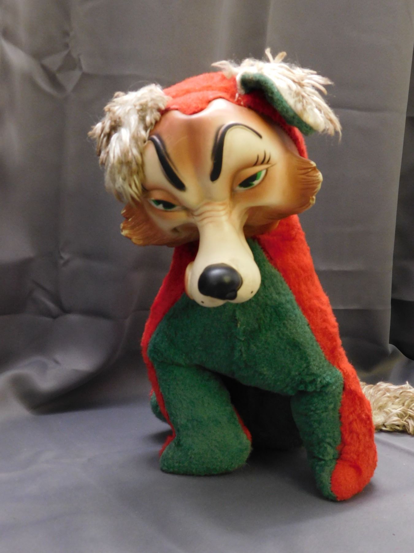 Vintage Rubber Face Red Riding Hood the Big Bag Wolf Plush Fairy Tales