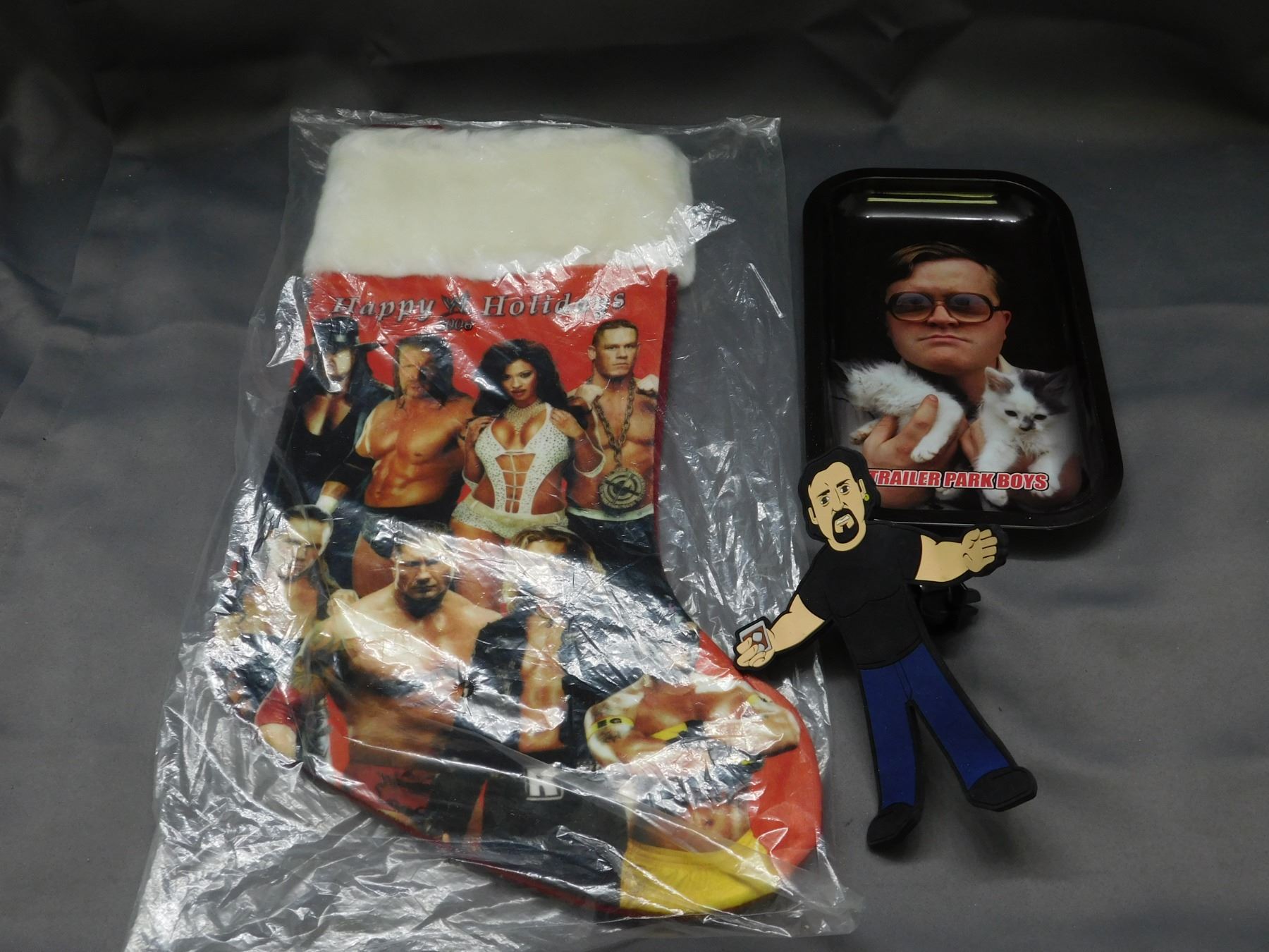 3pcs WWE WWF Happy Holidays Hanging Stocking, Trailer Park Boys Tray ...