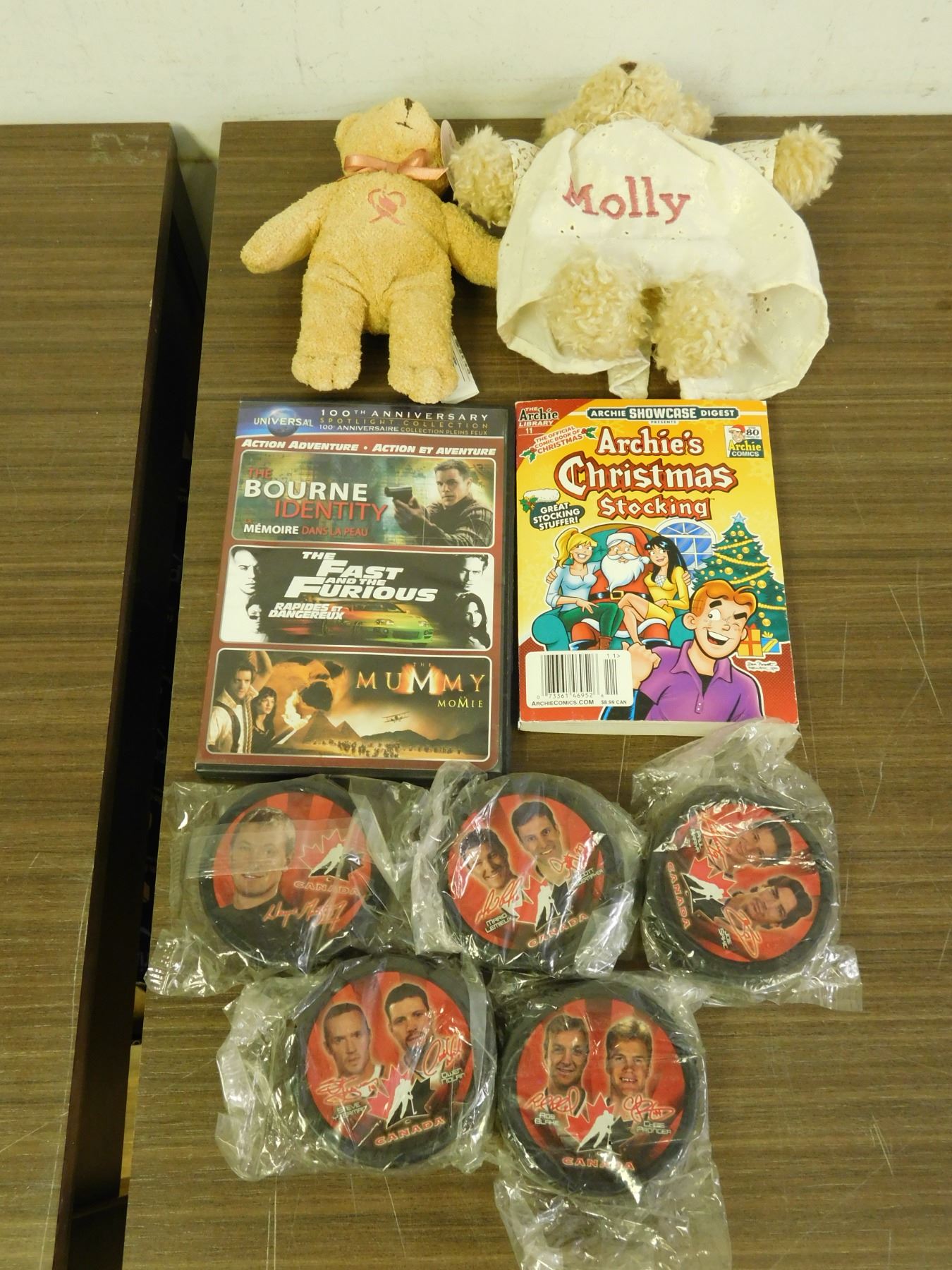 Hockey Pucks, Teddy Bears, Archie Book & DVD Bundle