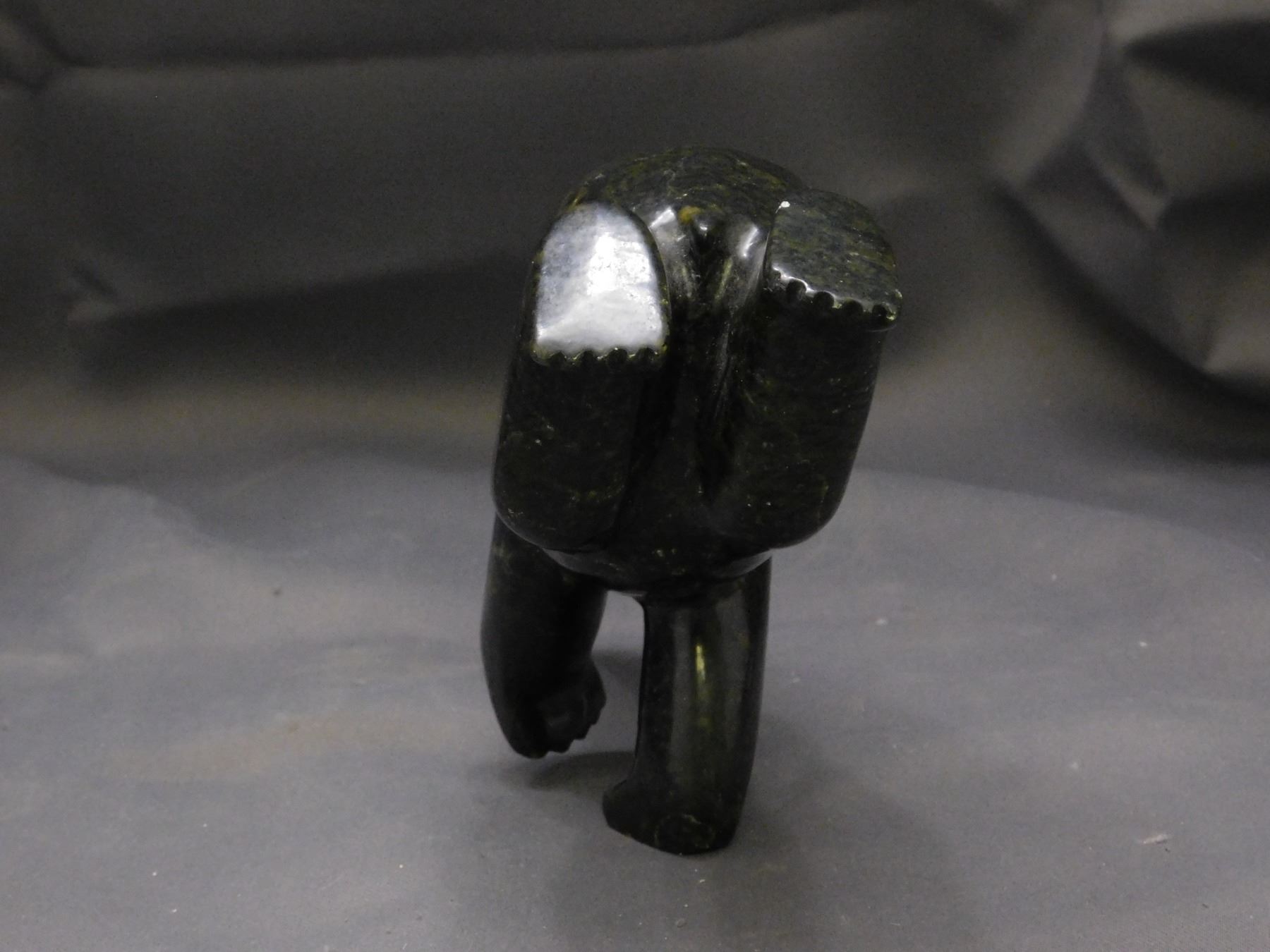 Artist Signed Inuit Soapstone Polar Bear Sculpture