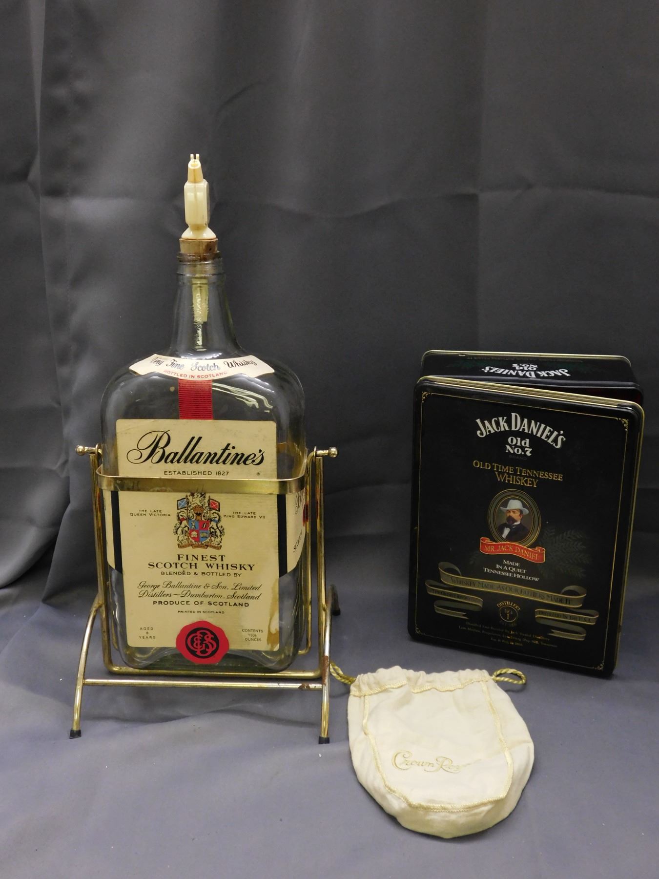 Jack Daniels Tin w Rocks Glasses, Crown Royal Bag & Texas Mickey ...