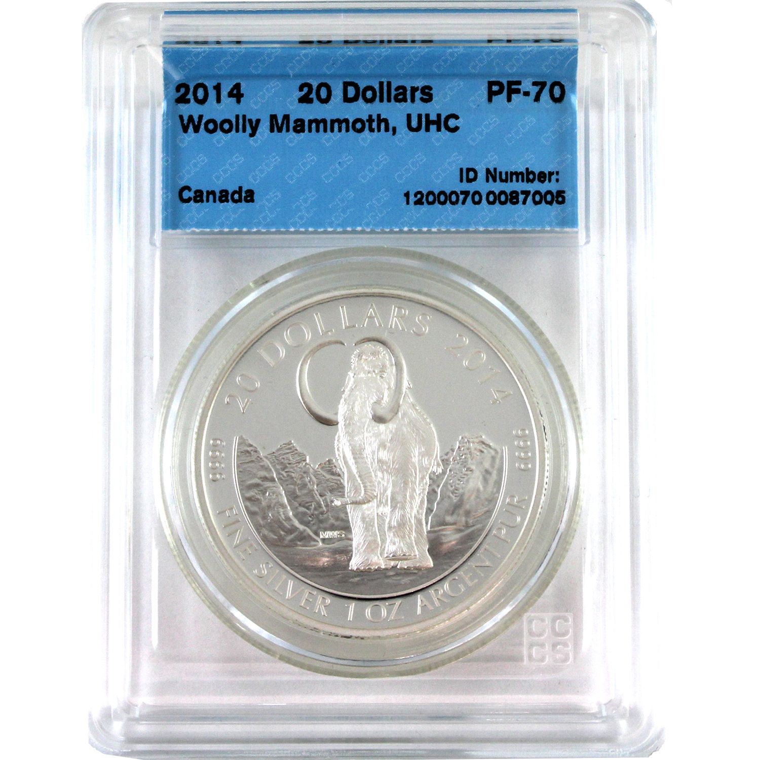 Silver 2014 $20 Prehistoric Animals- Woolly Mammoth CCCS PF70 UHC w ...